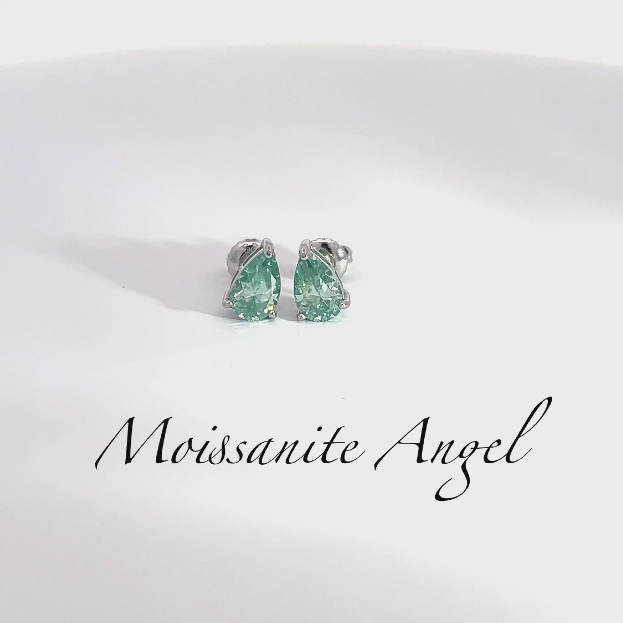 Moissanite green pear shaped earrings Moissanite Angel